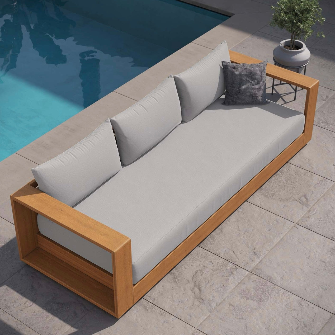 Tahoe Outdoor Patio Acacia Wood Sofa – Aranccia Life | Furniture & Decor